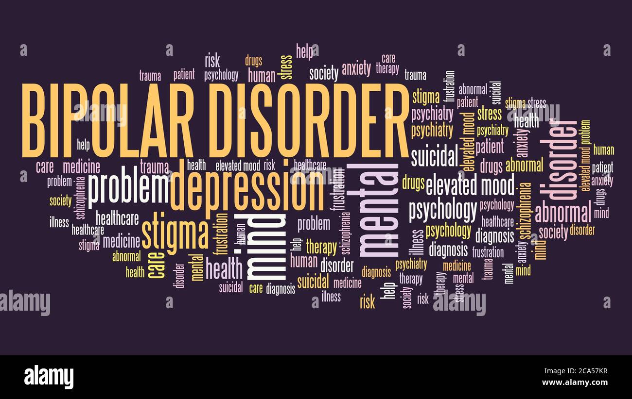 Bipolar disorder word cloud. Mental issue word sign concept Stock Photo ...