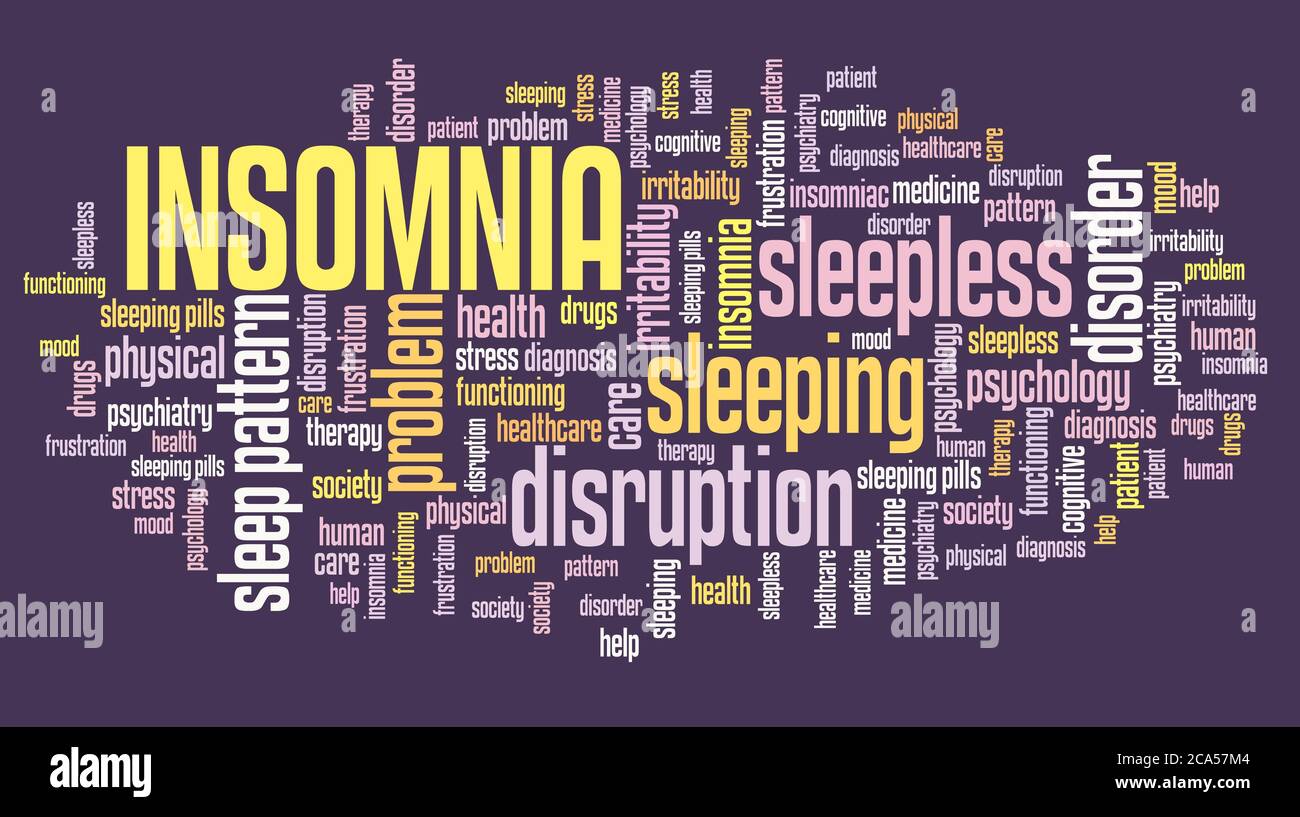 Insomnia concepts word cloud text. Sleep disorder keywords graphics ...