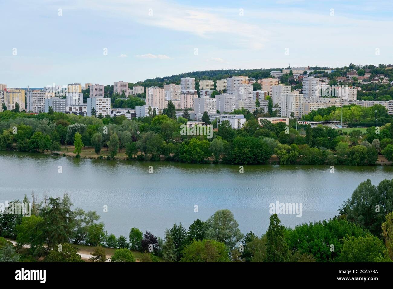 France, Cote d'Or, Dijon, view of Lake Kir from the Parc de la Fontaine ...