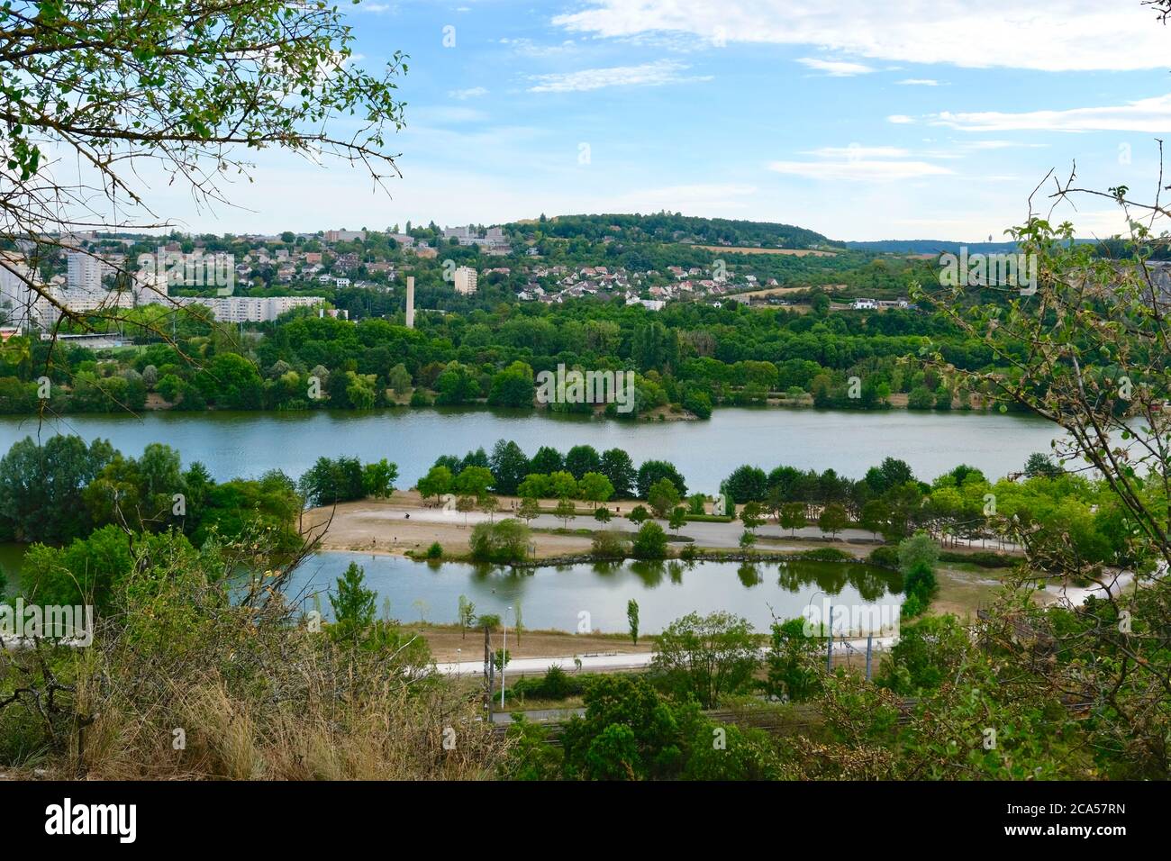 France, Cote d'Or, Dijon, view of Lake Kir from the Parc de la Fontaine ...