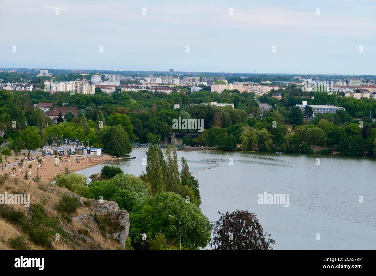 France, Cote d'Or, Dijon, view of Lake Kir from the Parc de la Fontaine ...