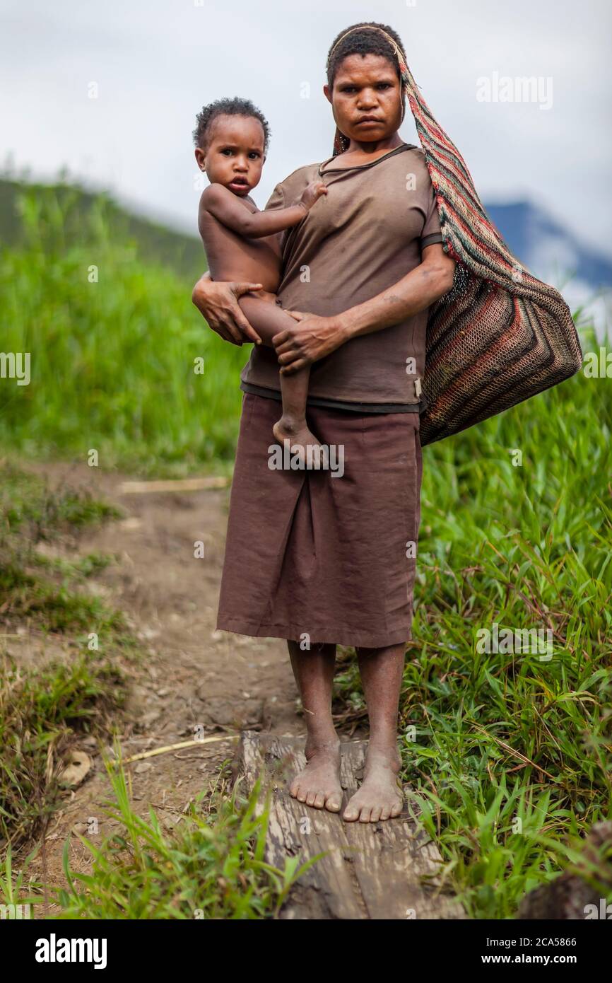 Indonesia, Papua, Baliem valley, near Wamena, Yali people territory ...
