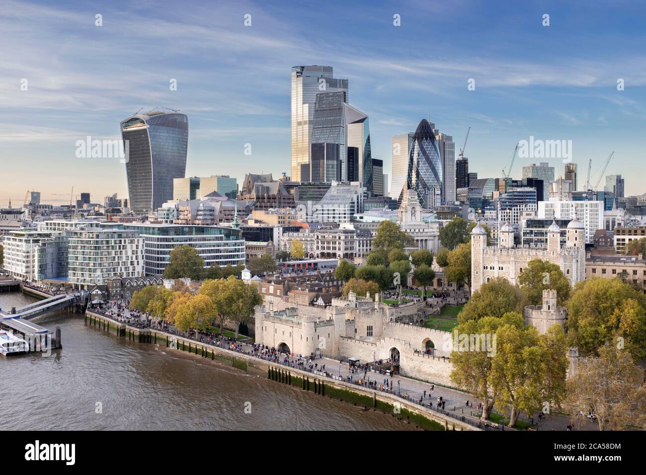 United Kingdom, London, Tower Bridge, View from Tower Bridge toward the ...