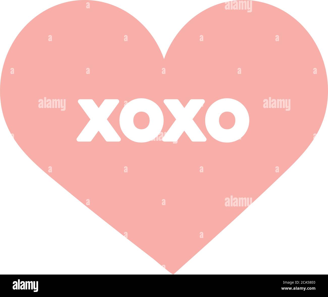slang bubbles concept, pink heart with xoxo word over white background ...