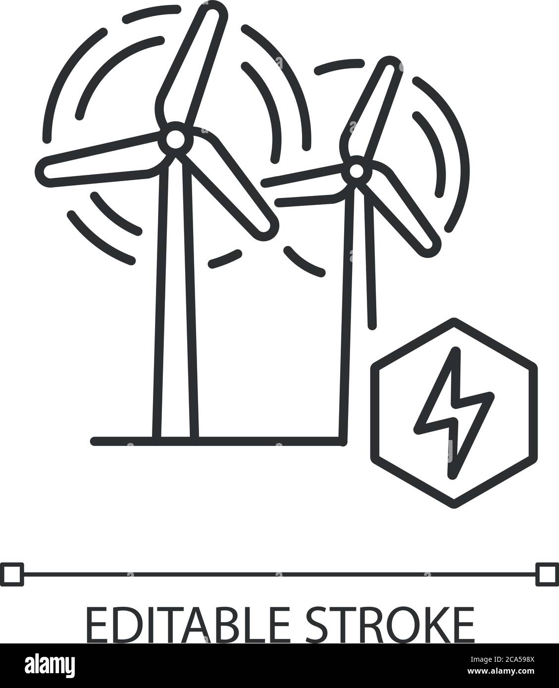 Wind power plant linear icon. Alternative energy industry thin line ...