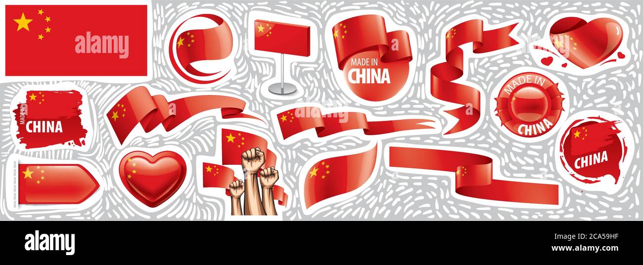 Vector set of the national flag of China in various creative designs ...
