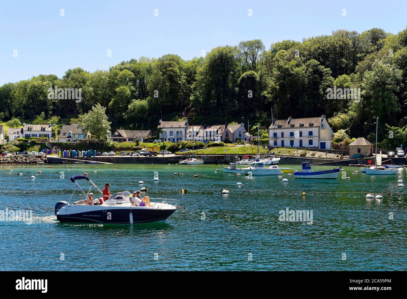 France, Finistere, Riec sur Belon, Port of Belon along the Belon river ...