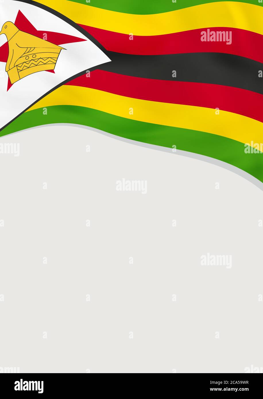 Leaflet design with flag of Zimbabwe. Vector template Stock Vector ...