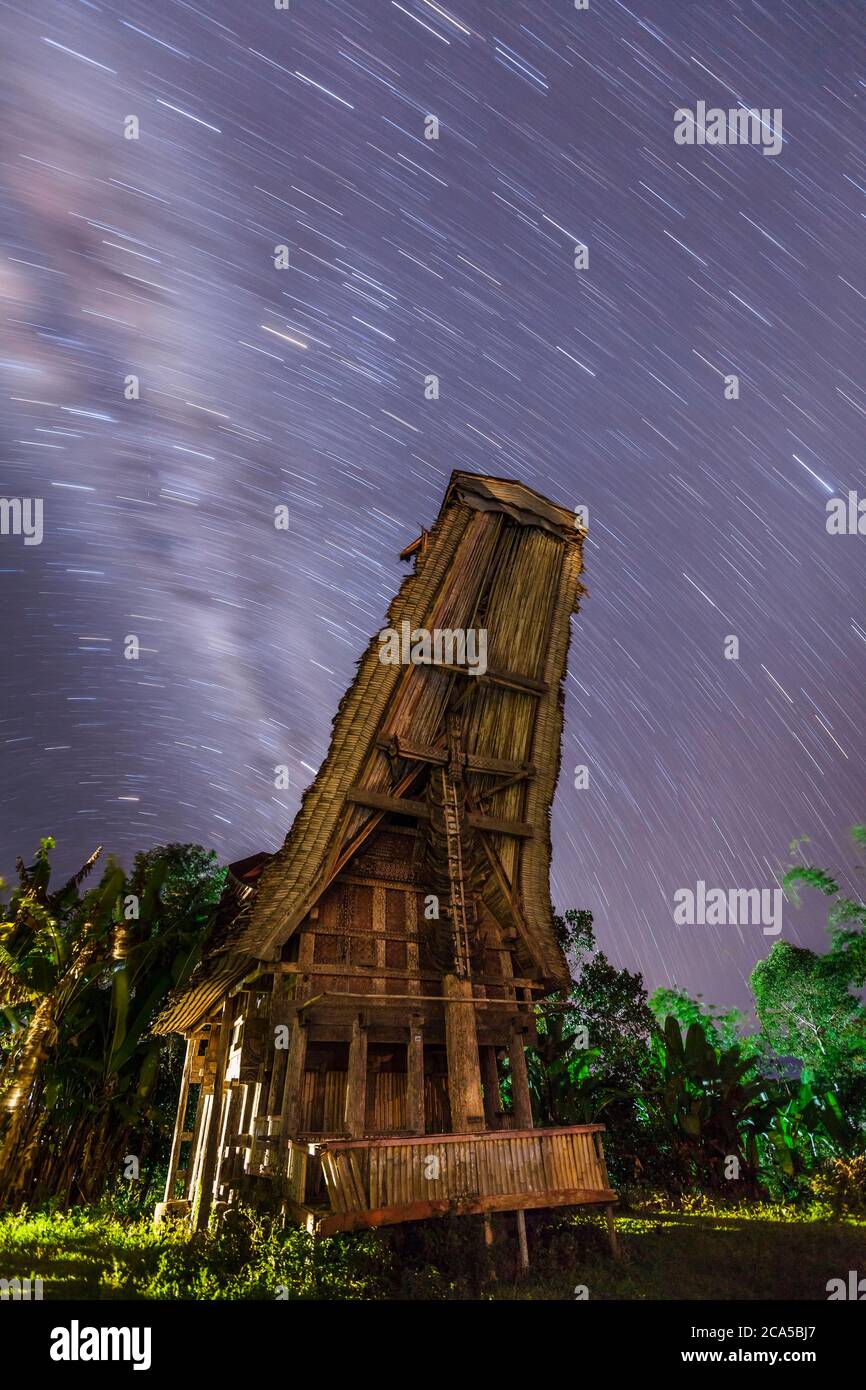 Indonesia, Sulawesi, Tana Toraja, Batutumonga village, night view of ...