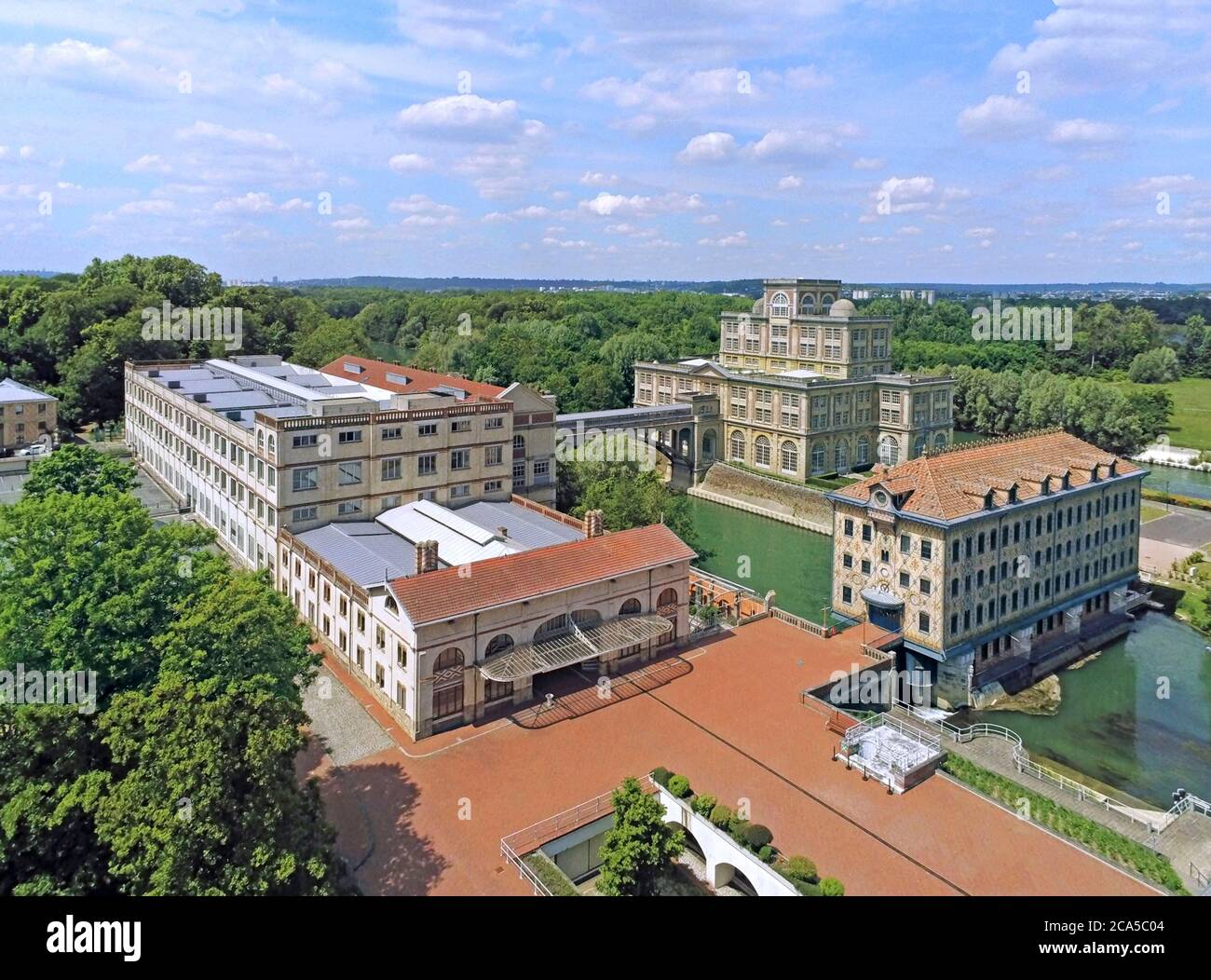 France, Seine et Marne, Noisiel, Menier chocolate factory on the Marne ...