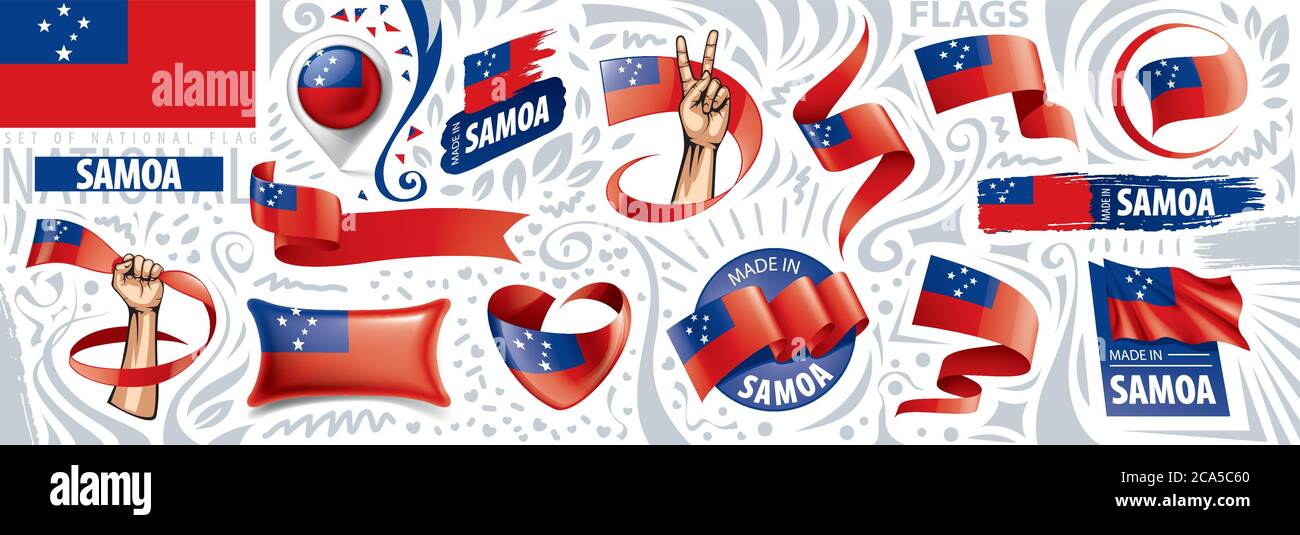 Vector set of the national flag of Samoa in various creative designs ...