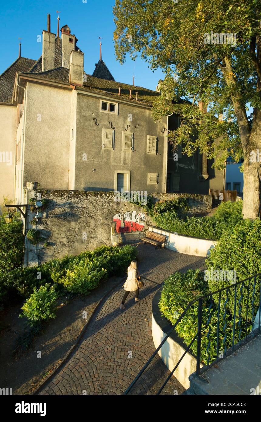 Switzerland, Nyon, the castle, built in the 12th century Stock Photo ...