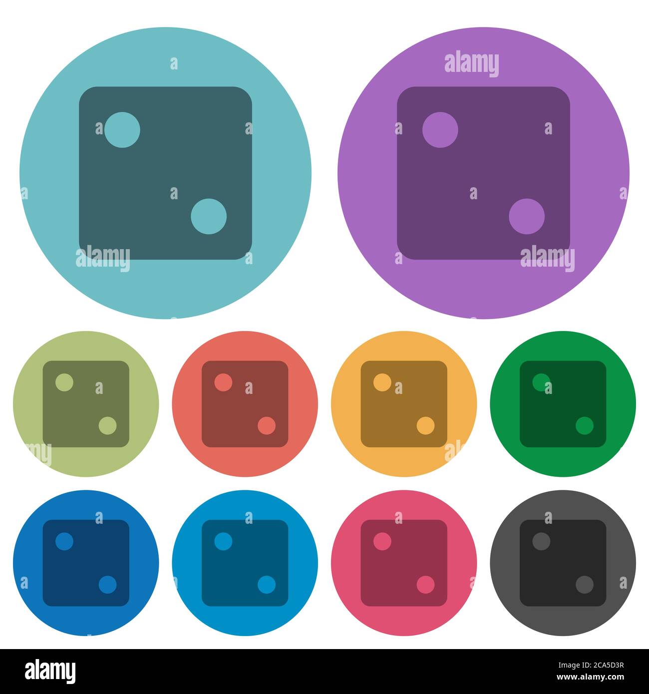 Dice two darker flat icons on color round background Stock Vector Image ...