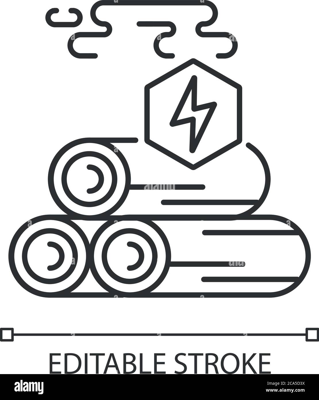 Wood energy linear icon. Power manufacturing business. Natural ...