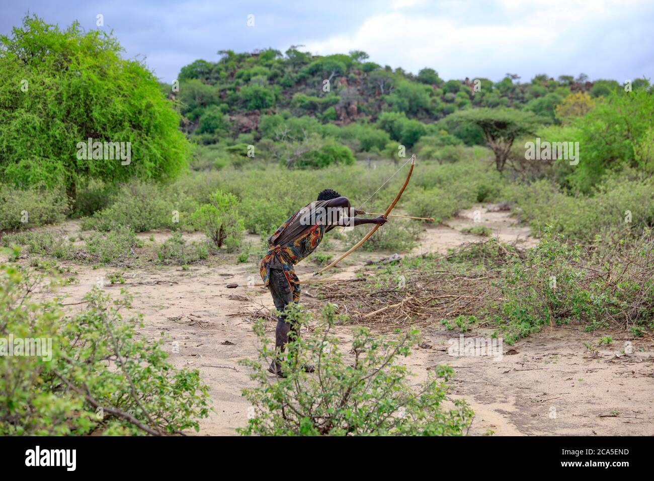 Tanzania, Lake Eyasi region, the Hazabe tribe, among the last hunter ...