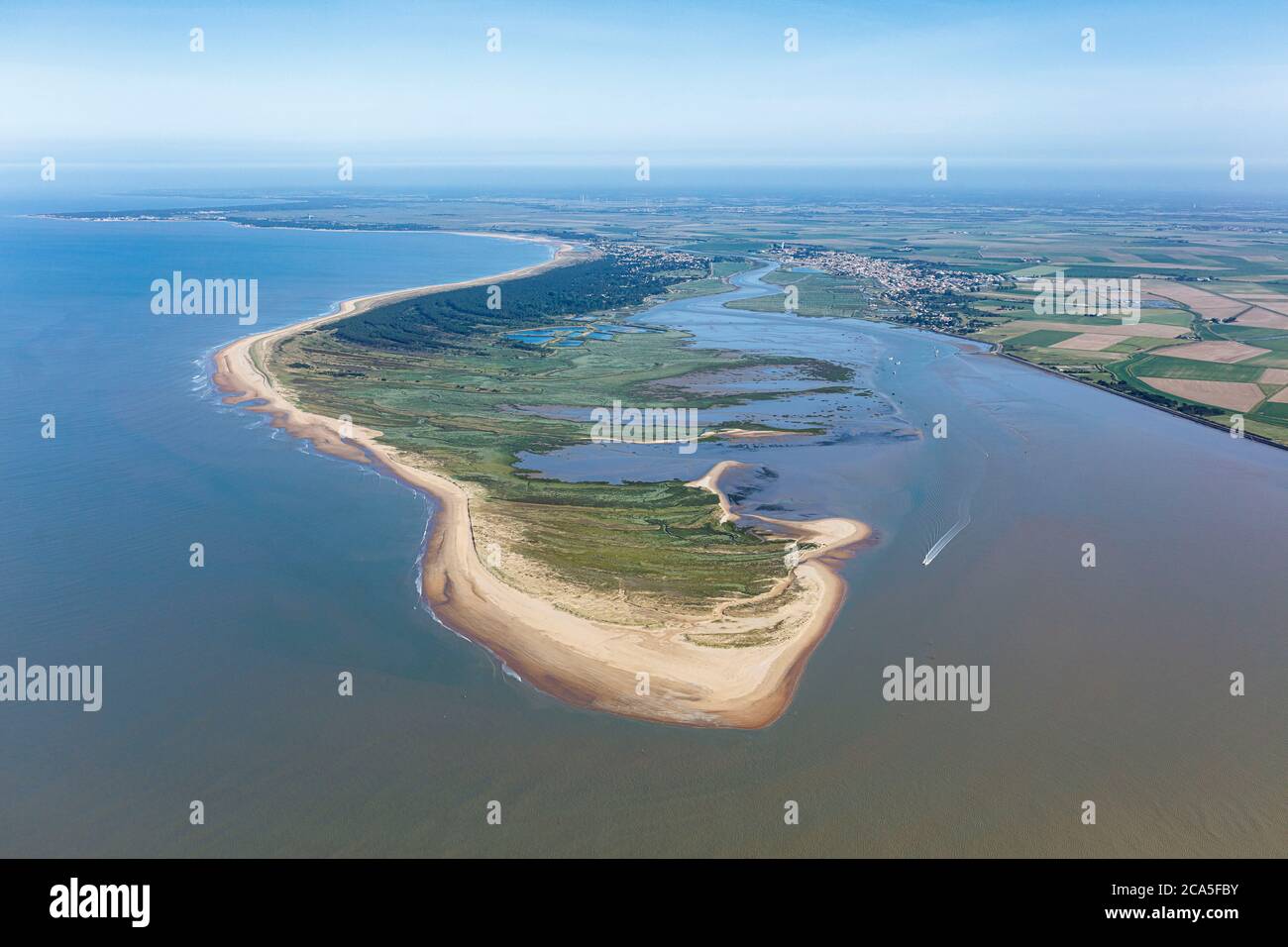France, Vendee, La Faute sur Mer, the pointe d'Arcay (aerial view Stock ...