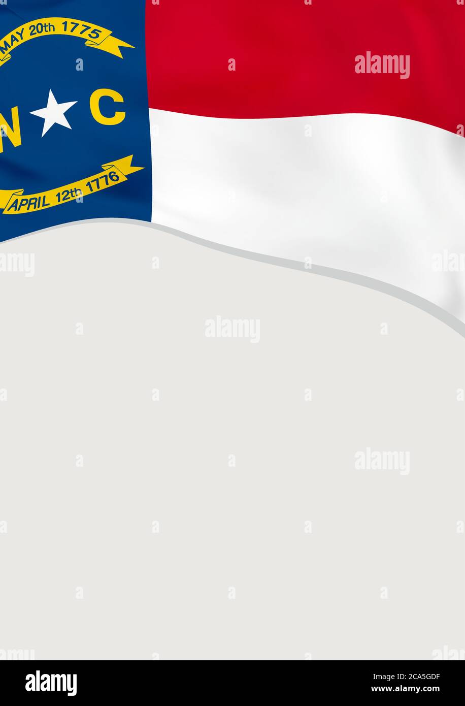 Leaflet design with flag of North Carolina, US. Vector template Stock ...