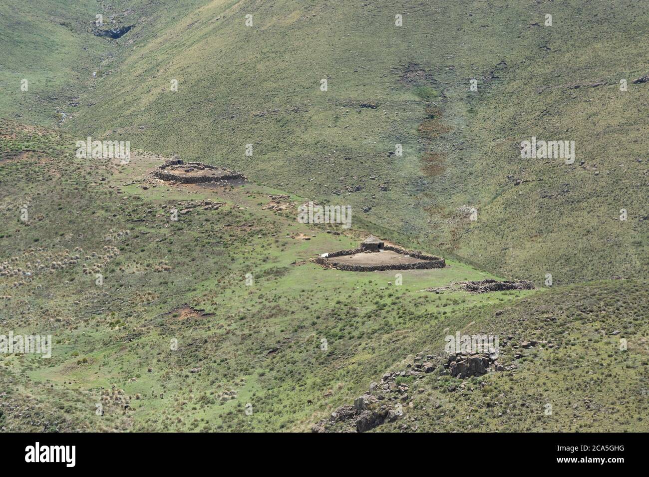 traditional buildings on the northern A25, Leribe District, Kingdom of ...