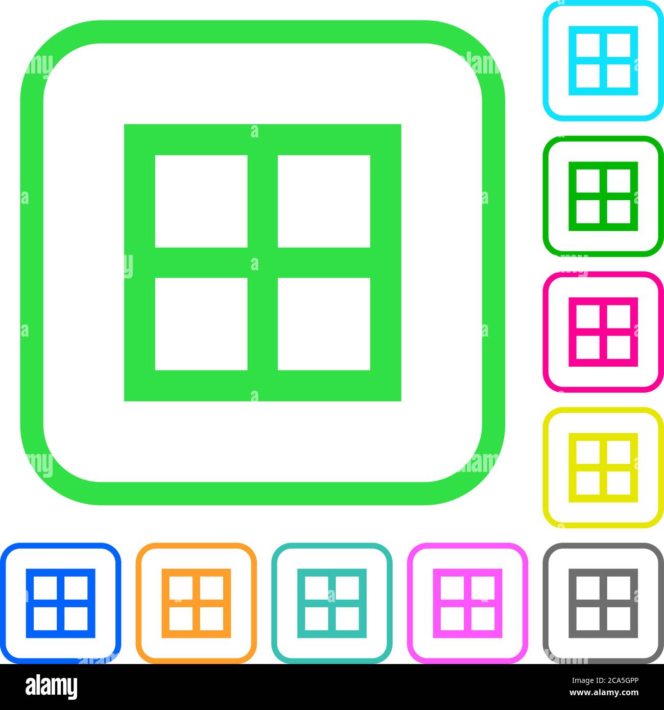 All borders vivid colored flat icons in curved borders on white ...