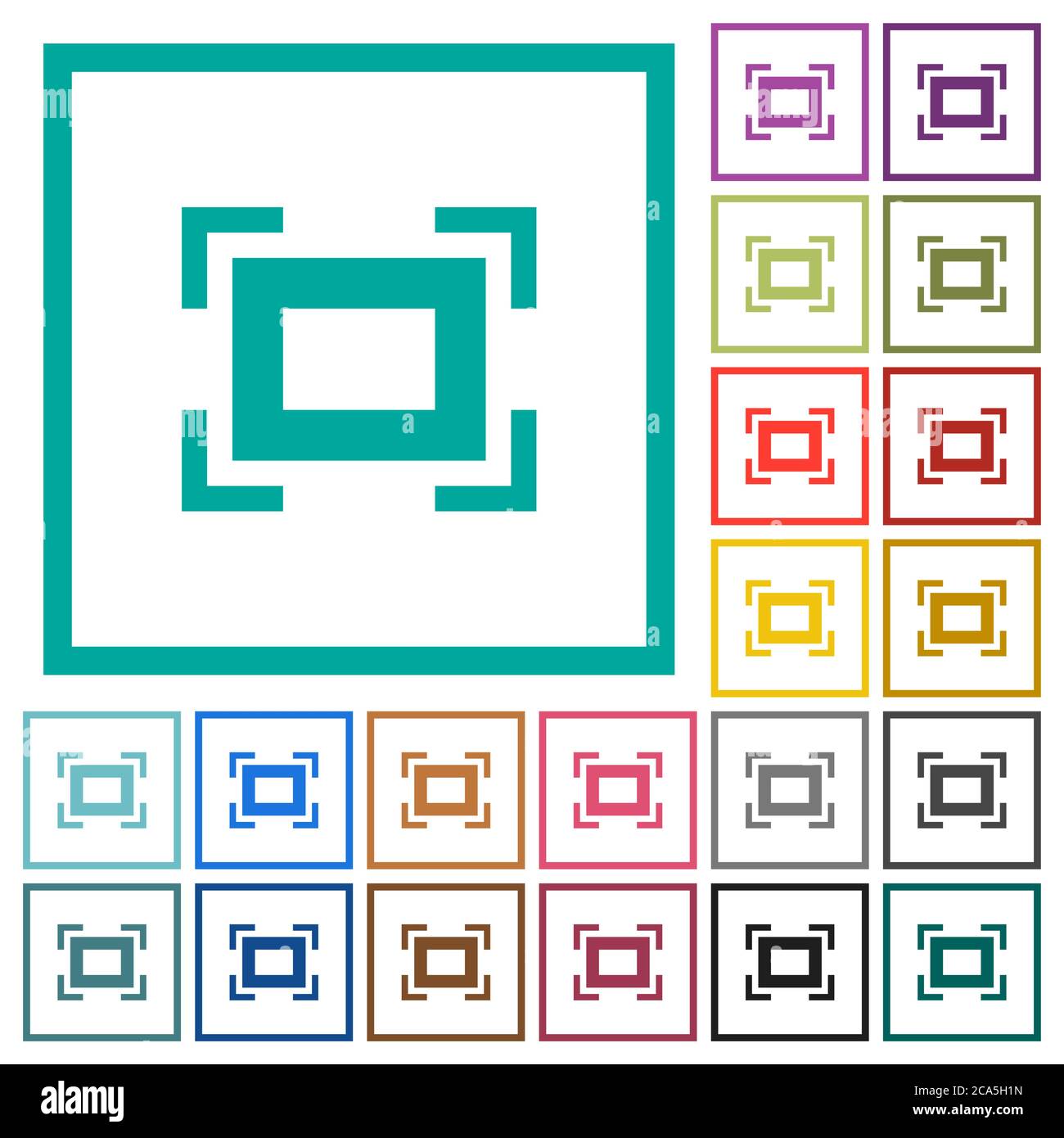 Full screen flat color icons with quadrant frames on white background ...