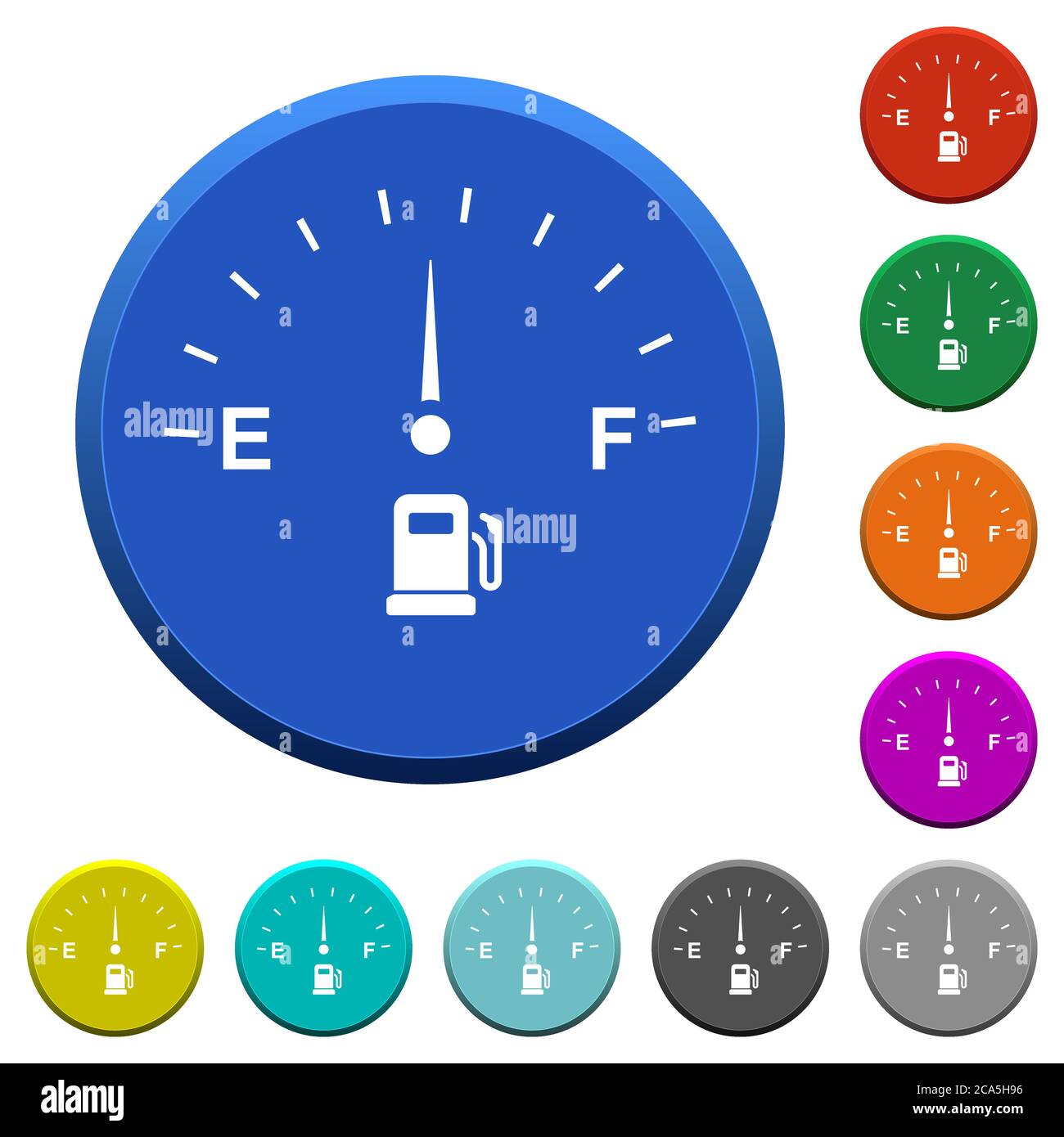 Fuel indicator round color beveled buttons with smooth surfaces and ...