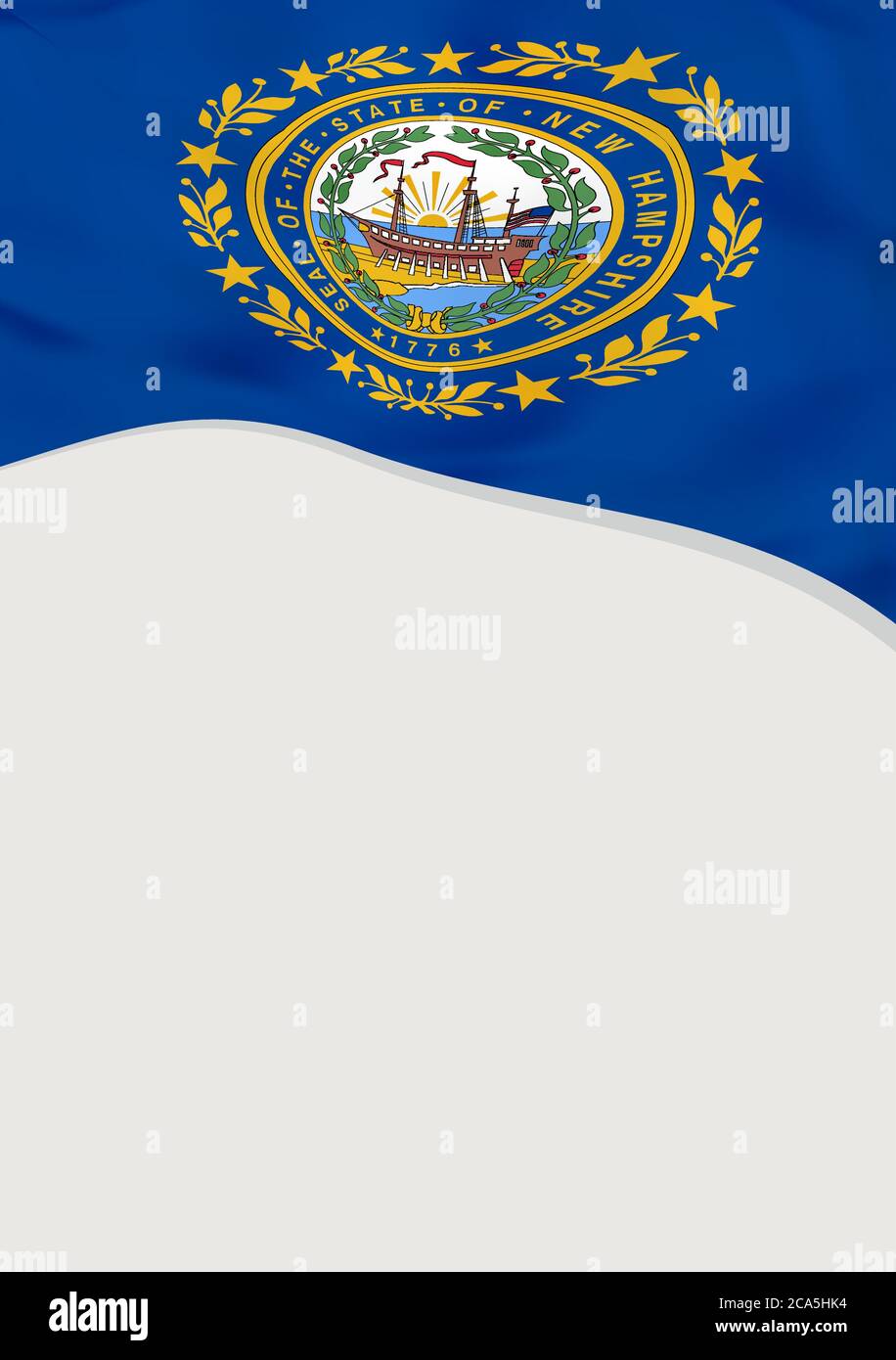 Leaflet design with flag of New Hampshire, US. Vector template Stock ...