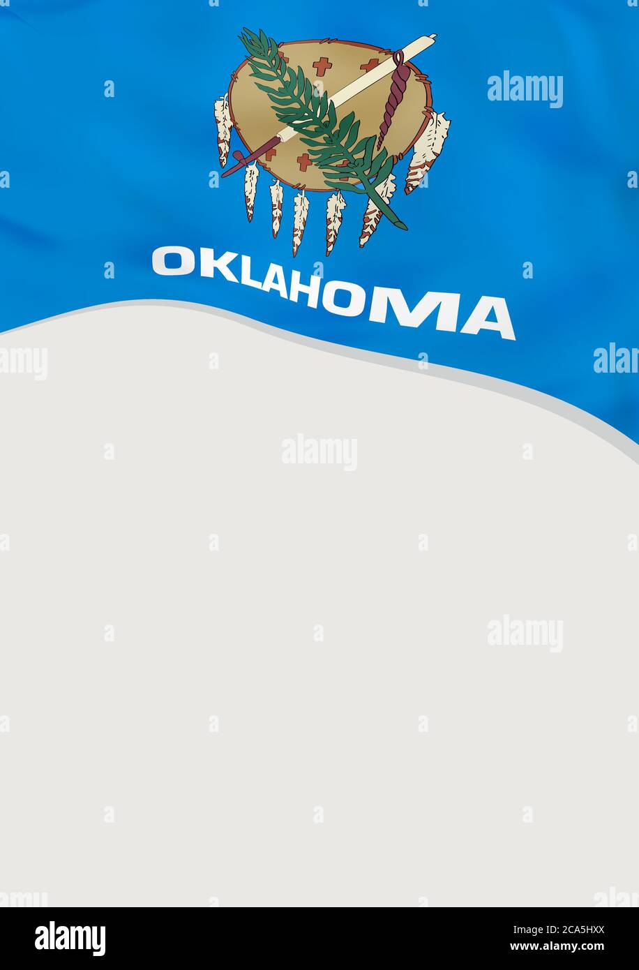 Leaflet design with flag of Oklahoma, US. Vector template Stock Vector ...