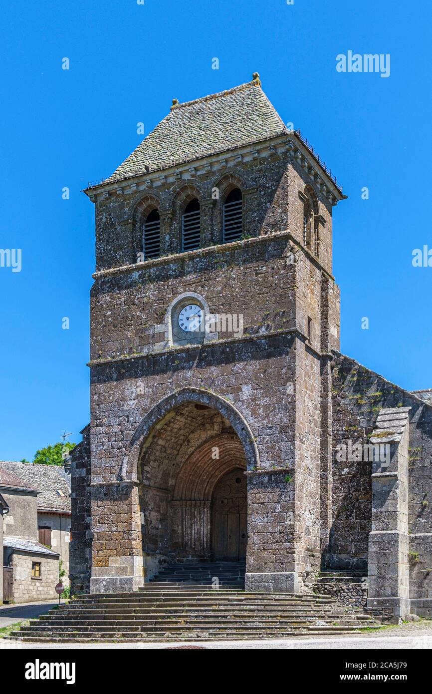 France, Cantal, village of Trizac, the church, regional natural park ...