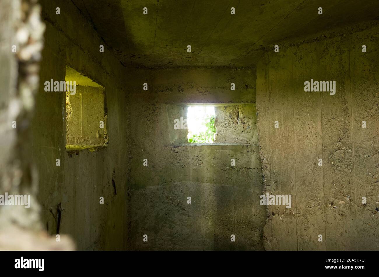 Inside world war two pillbox field defence bunker in Chislet, Kent ...