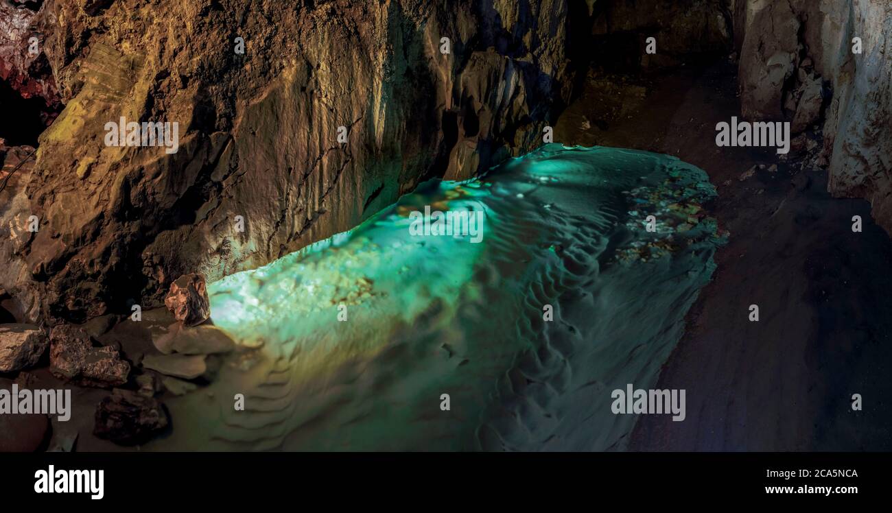 France, Hautes Pyrenees, Barousse, underground source of Sainte Neree ...