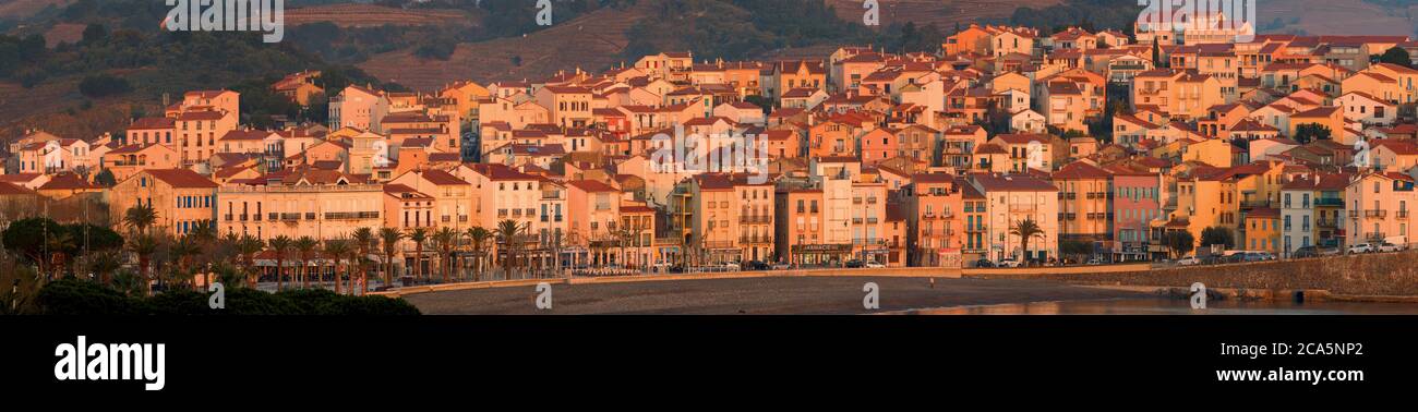 France, Pyrenees Orientales, Banyuls sur Mer, view of the village and ...