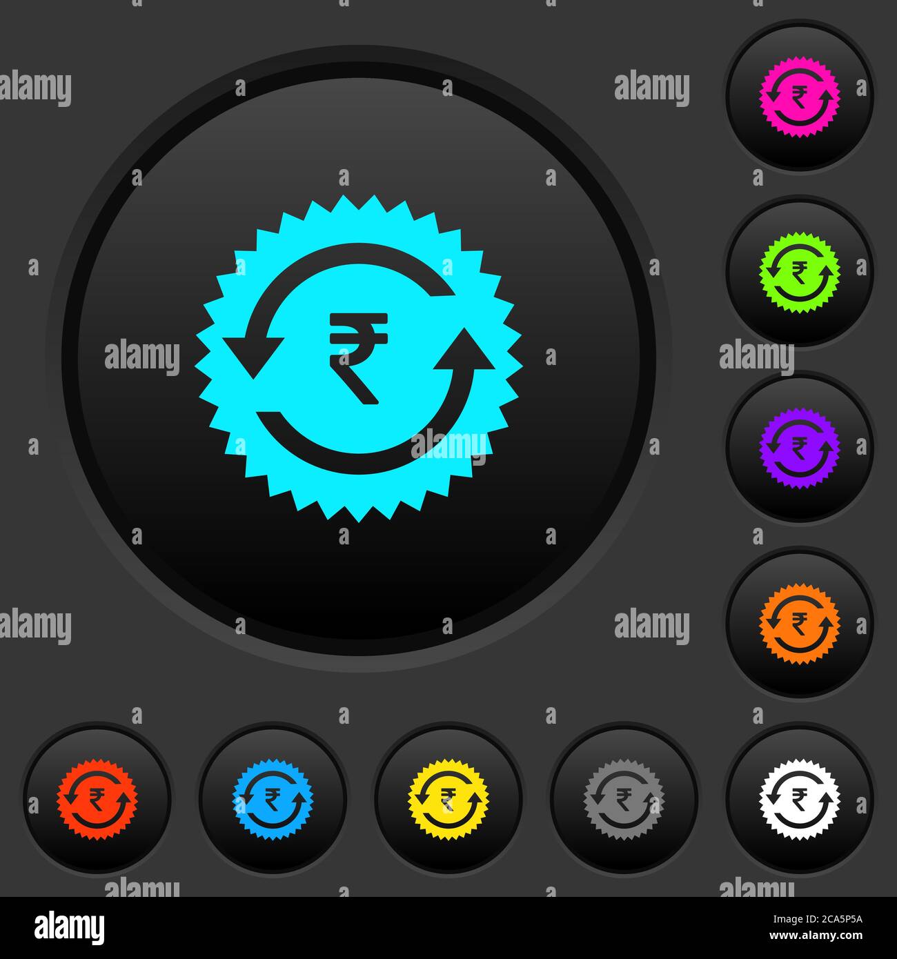 Rupee pay back guarantee sticker dark push buttons with vivid color ...