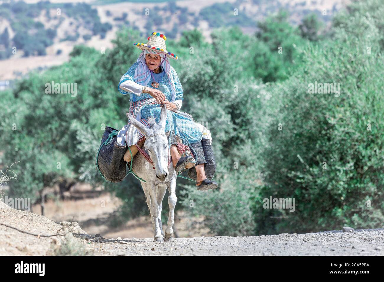Landscape woman on donkey hi-res stock photography and images - Alamy