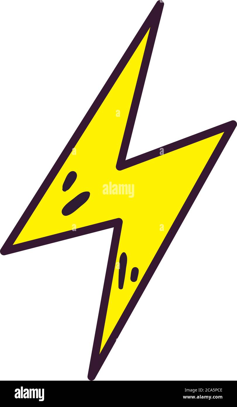 Thunder line and fill style icon design, Weather rain power electric ...