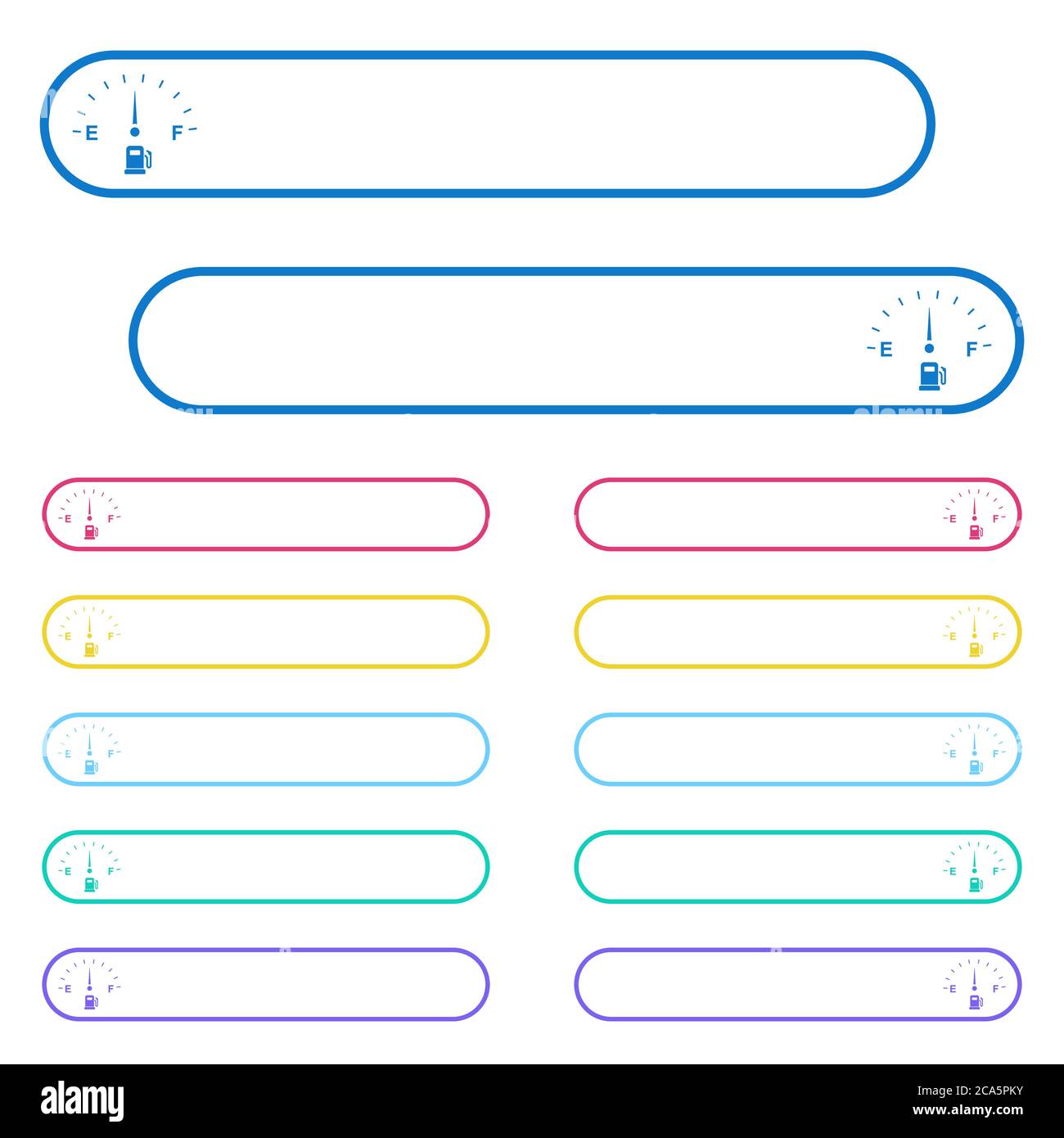 Fuel indicator icons in rounded color menu buttons. Left and right side ...