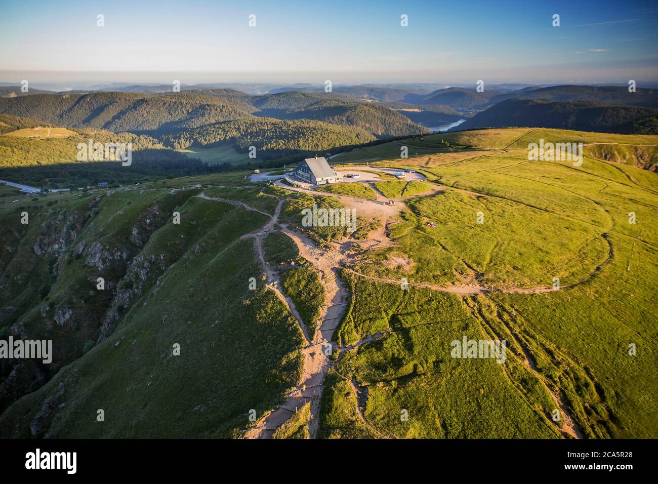 France, Haut Rhin, Hautes Vosges, Le Hohneck (1363 m), summit (aerial ...