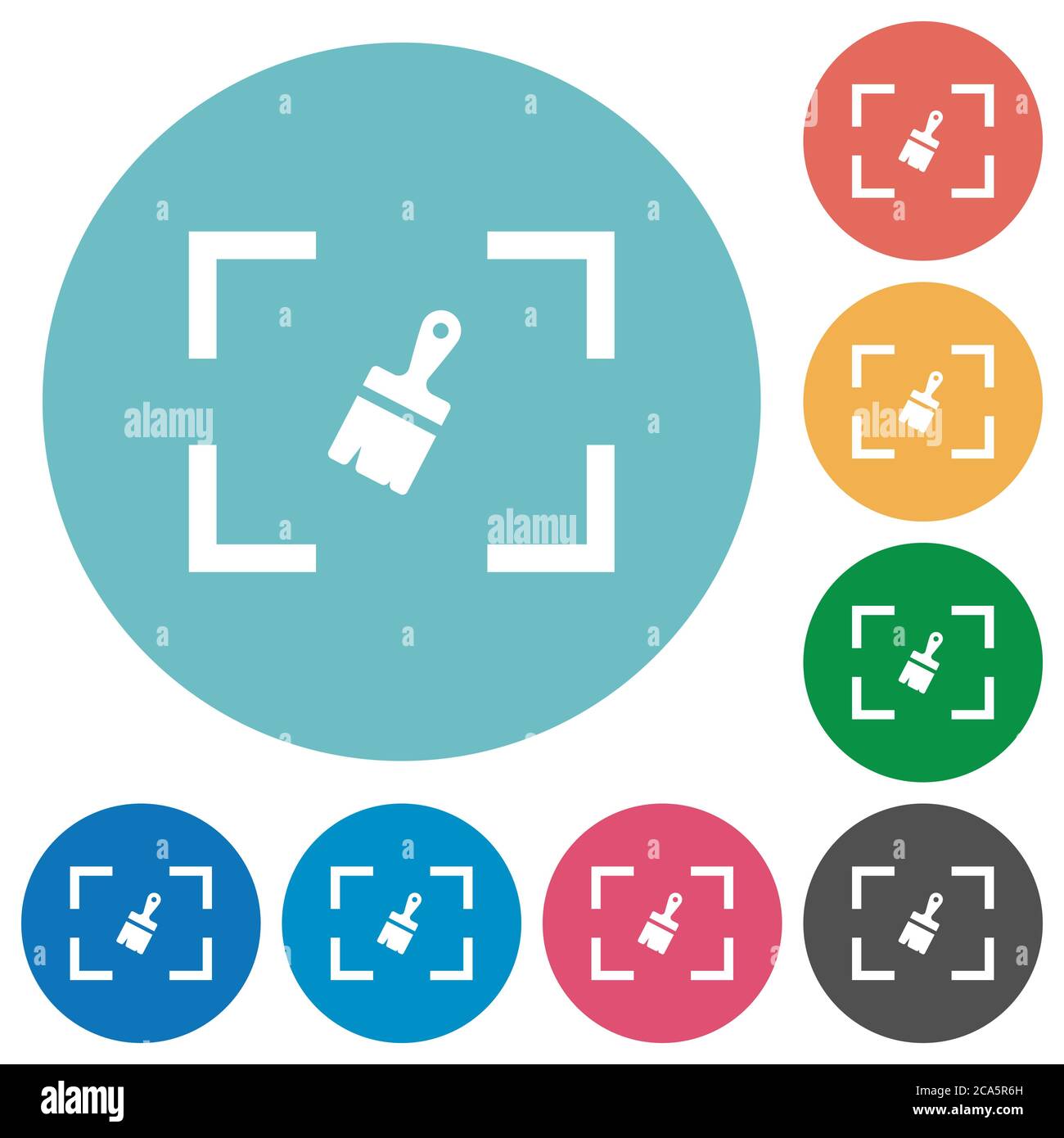 Camera sensor cleaning flat white icons on round color backgrounds ...