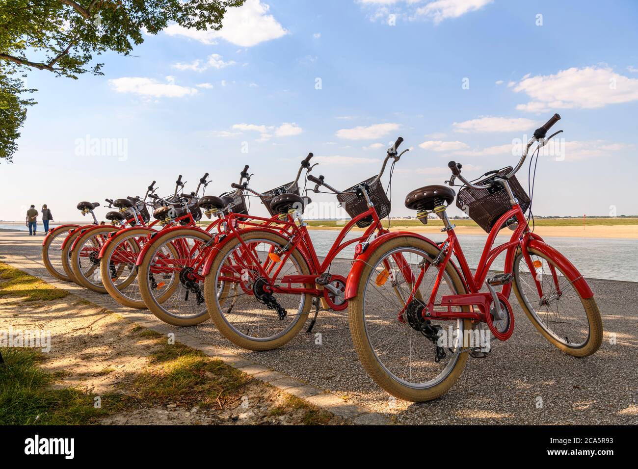 France, Somme (80), Baie de Somme, Saint-Valery-sur-Somme, red bikes ...