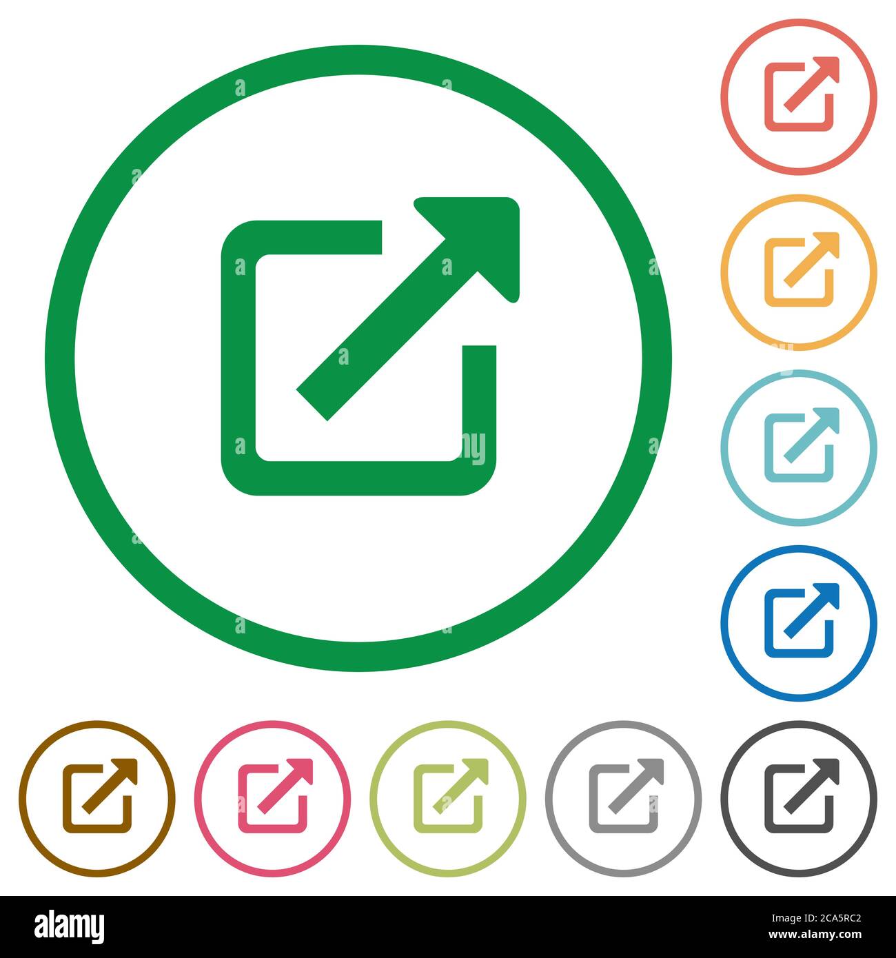 External link flat color icons in round outlines on white background ...