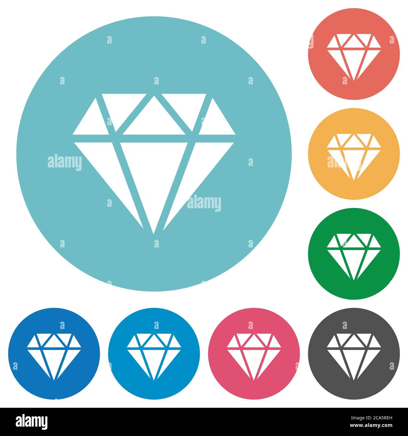 Diamond flat white icons on round color backgrounds Stock Vector Image ...
