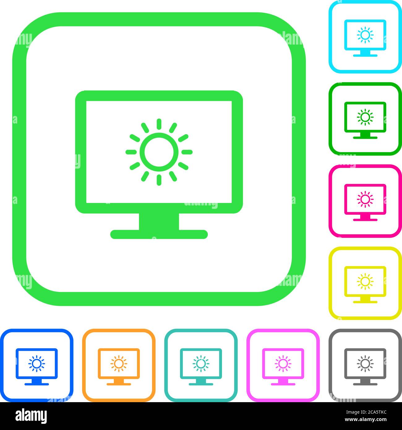 Adjust screen brightness vivid colored flat icons in curved borders on ...