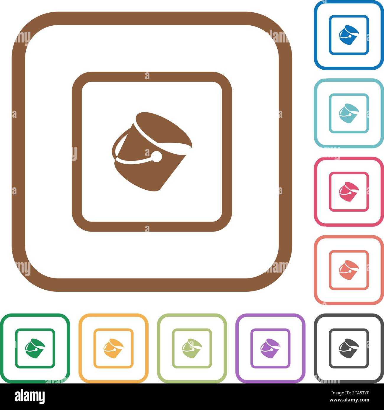 Fill object simple icons in color rounded square frames on white ...