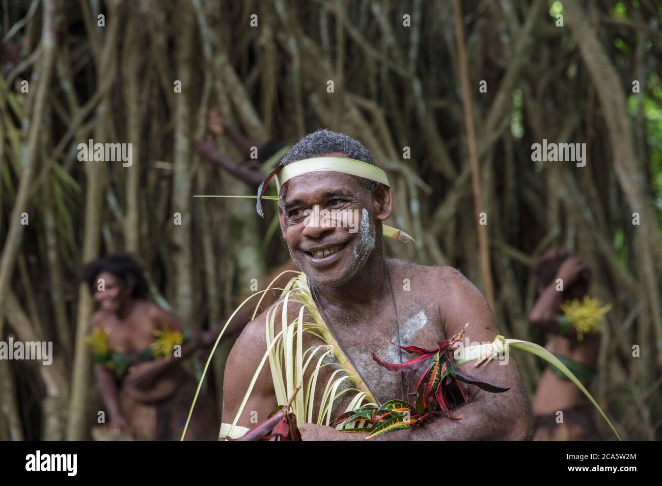 Vanuatu, Banks Islands, Ureparapara, the tribe in traditional clothes ...