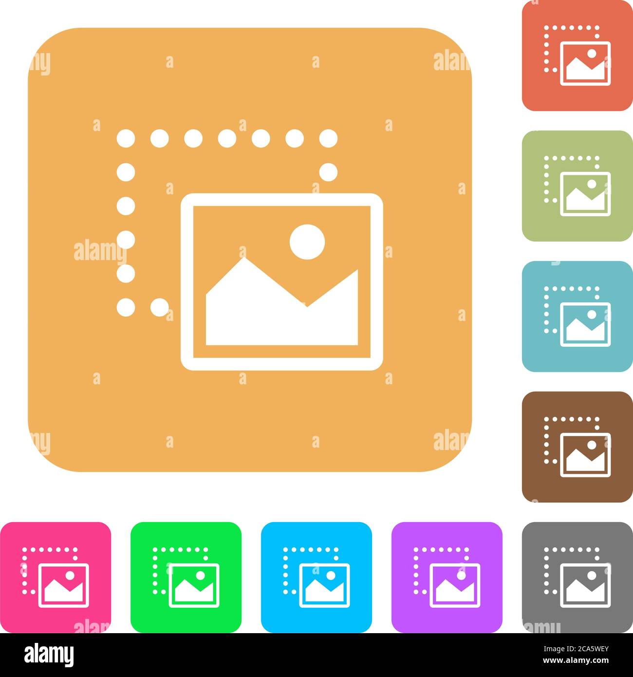 Drag image to bottom right flat icons on rounded square vivid color ...