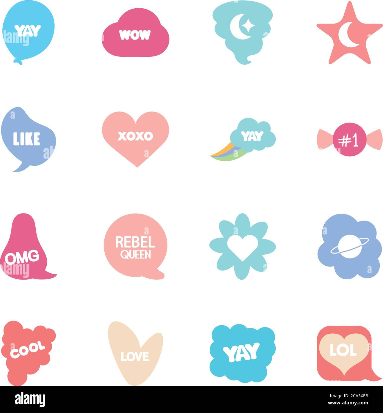 stars and slang bubbles icon set over white background, line fill style ...