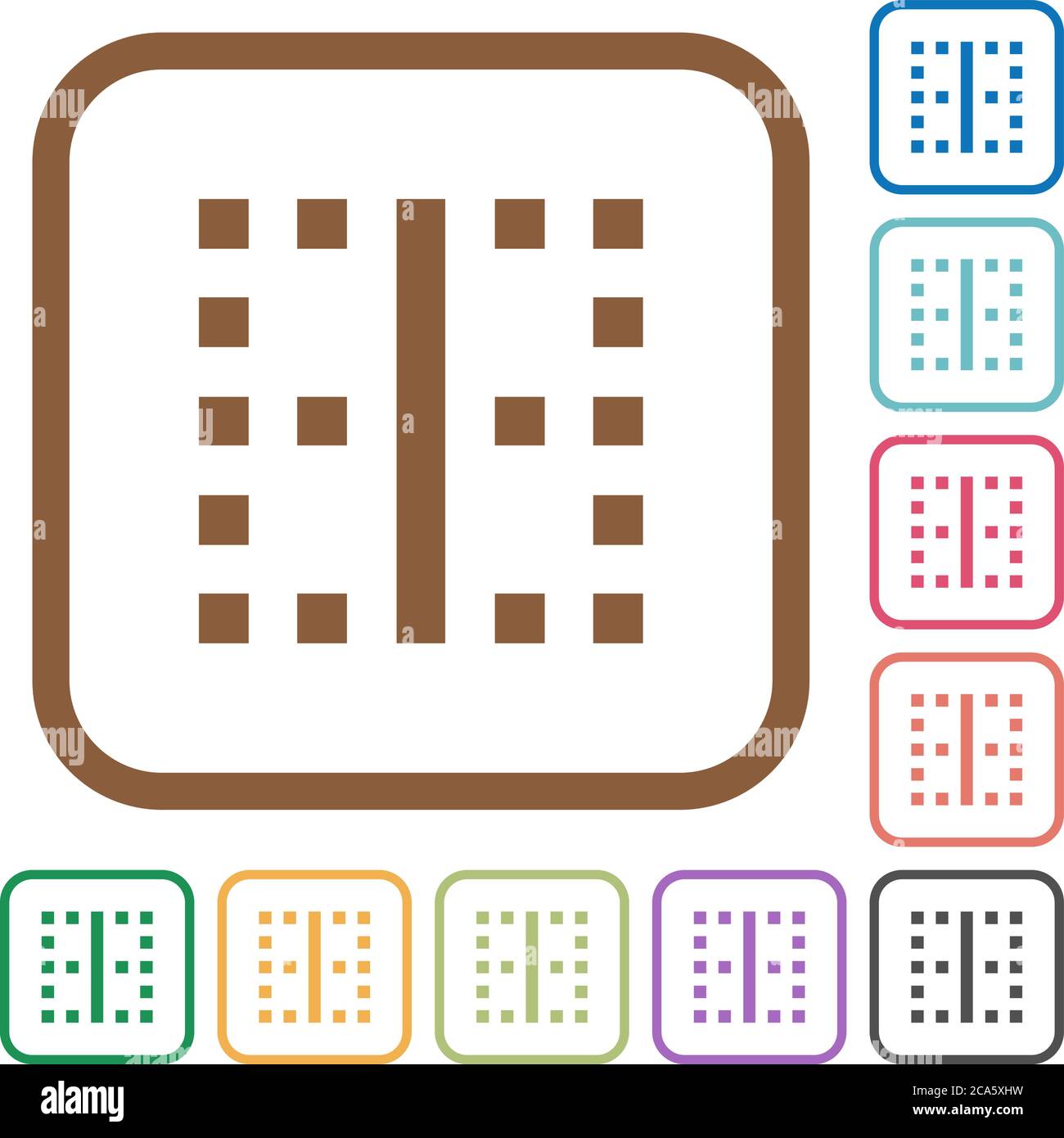 Vertical border simple icons in color rounded square frames on white background Stock Vector ...