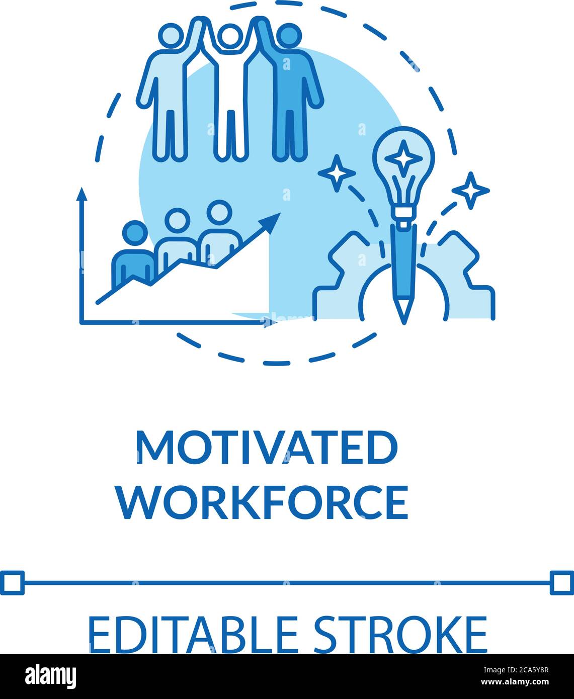 Motivated workforce turquoise concept icon. Employee encouragement ...