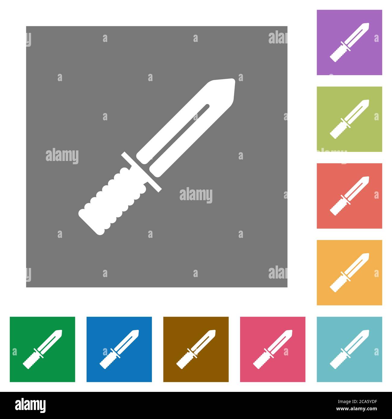 Knife flat icons on simple color square backgrounds Stock Vector Image ...