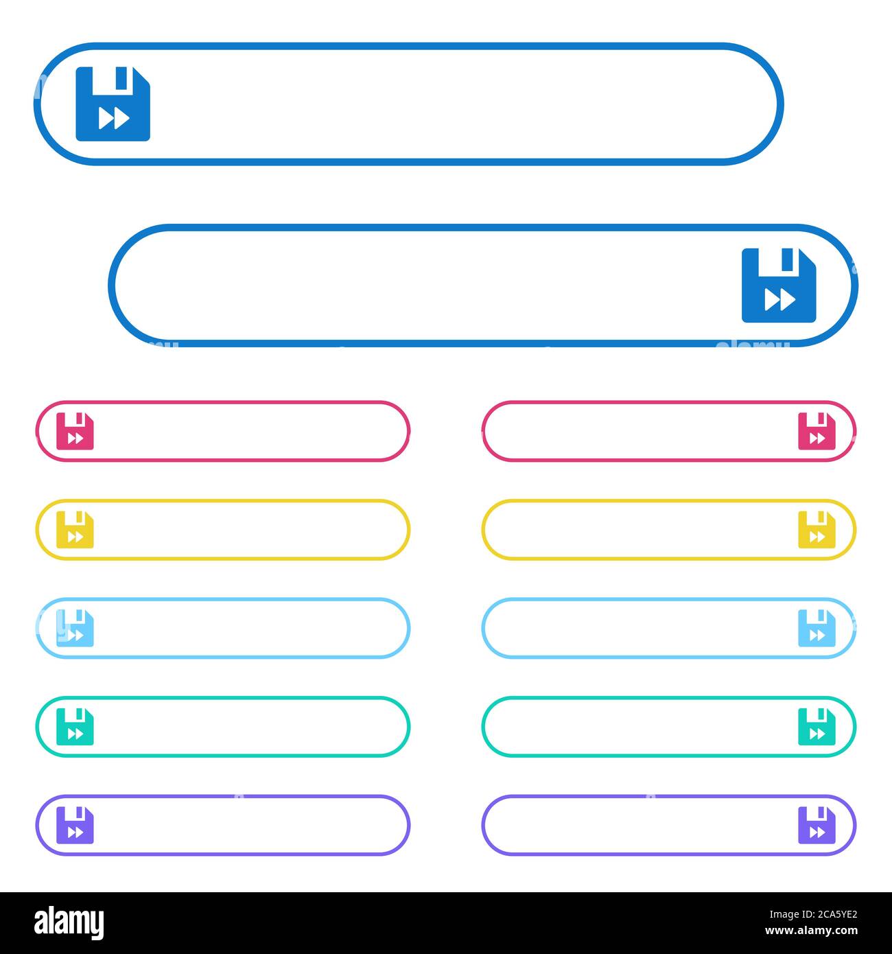 File fast forward icons in rounded color menu buttons. Left and right ...