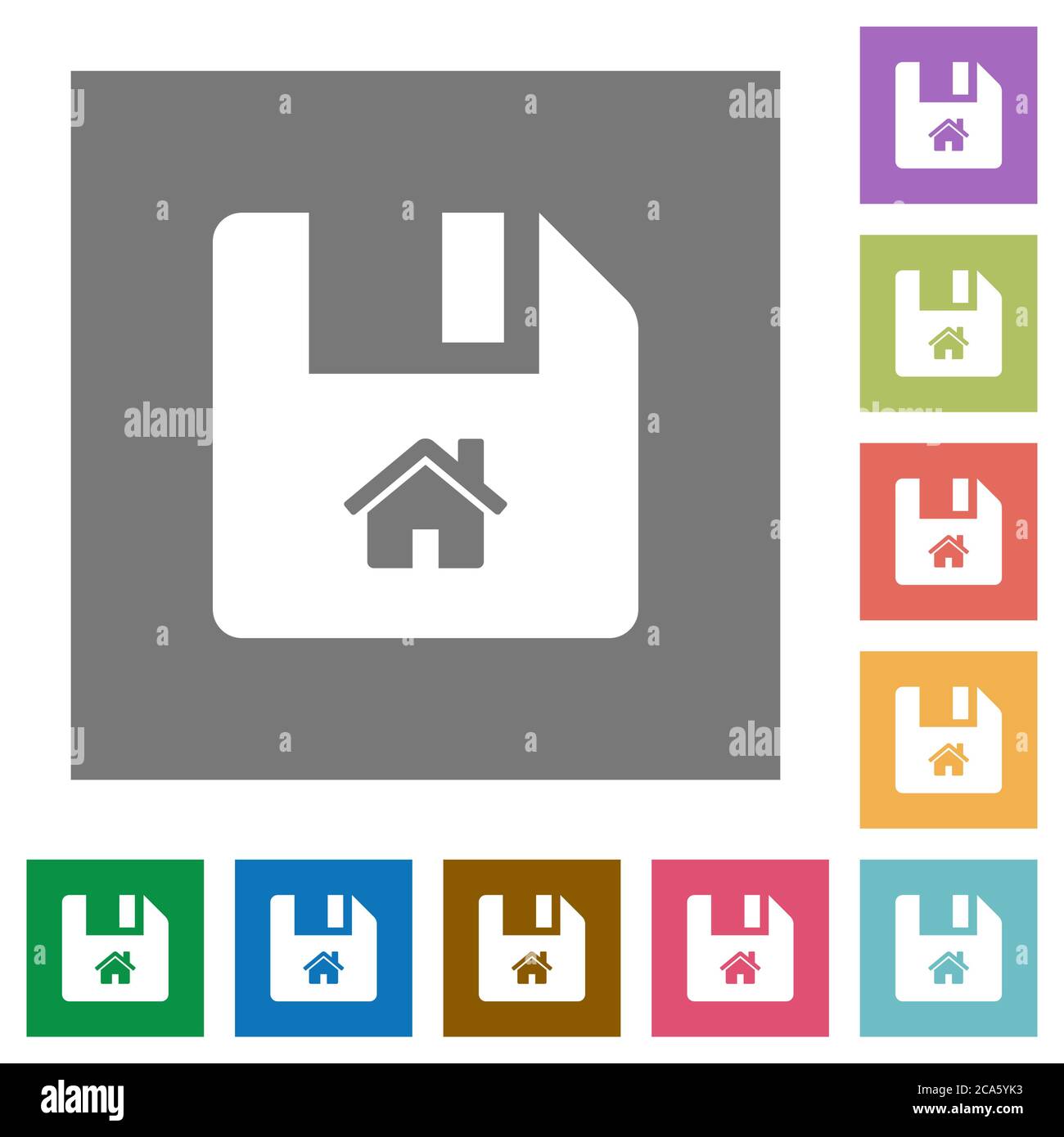 Start file flat icons on simple color square backgrounds Stock Vector ...